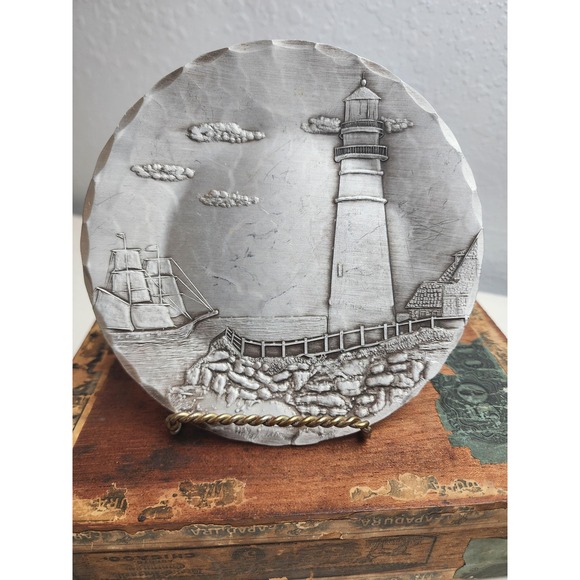 Accents | Vintage Pewter Lighthouse Plate Hand Forged | Poshmark